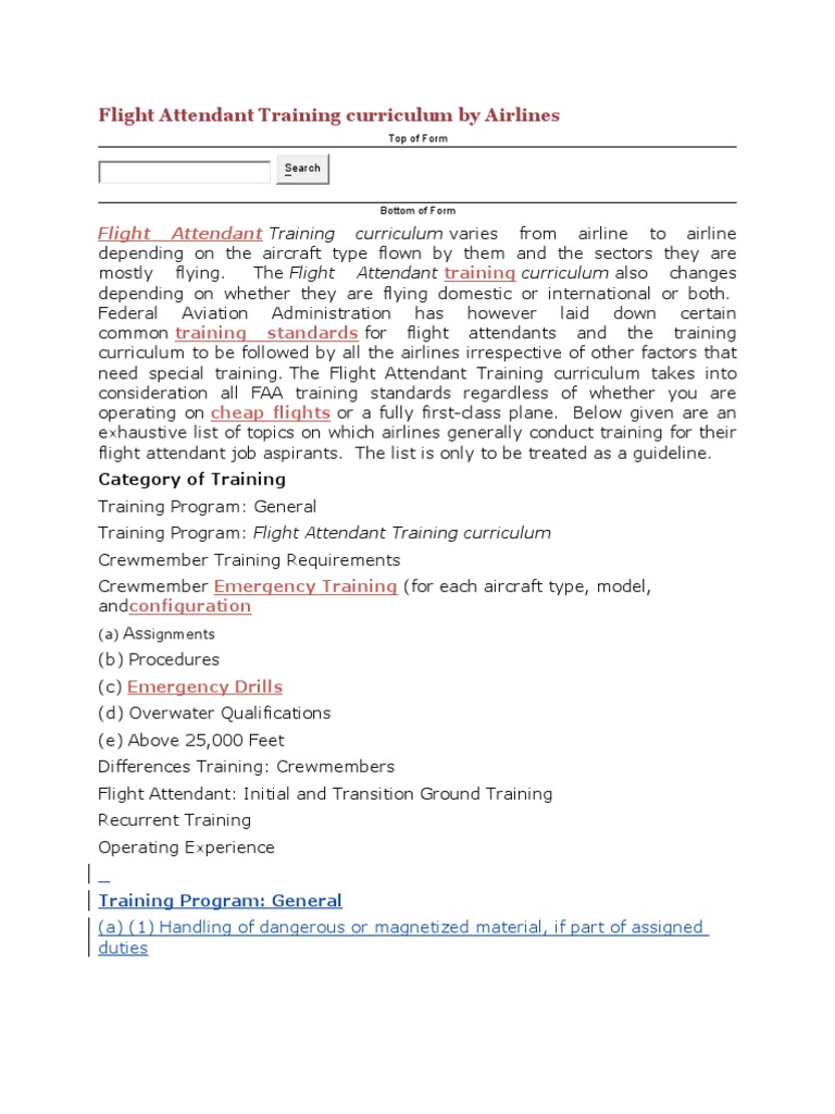 Flight Attendant Training Curriculum Overview | PDF | Flight Attendant ...