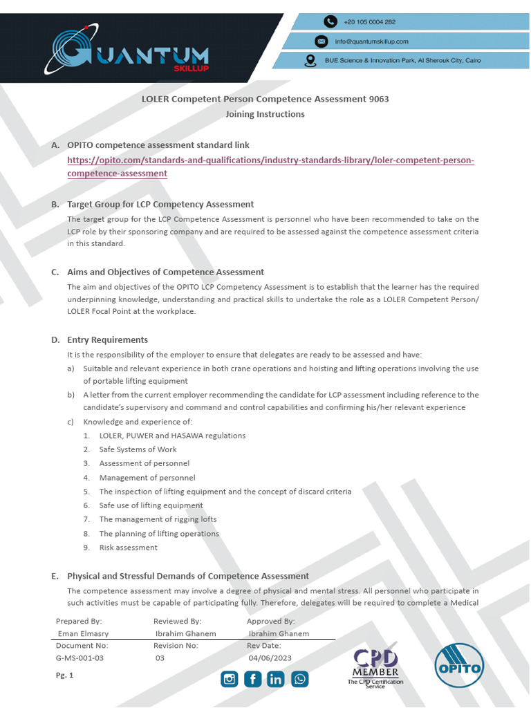 LCP Competence Assessment Guide | PDF
