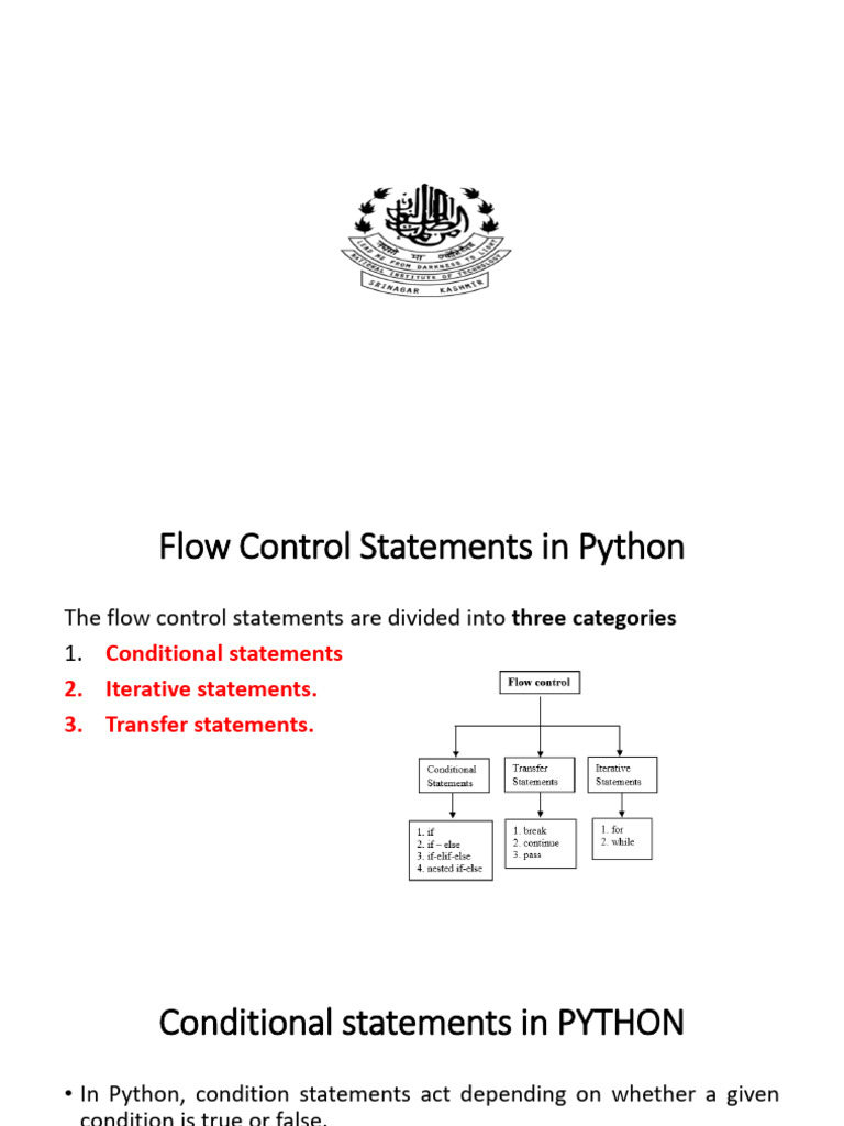 06 Lecture Control Flow Statements Conditional Statements If If Else Elif 2 Pdf Control