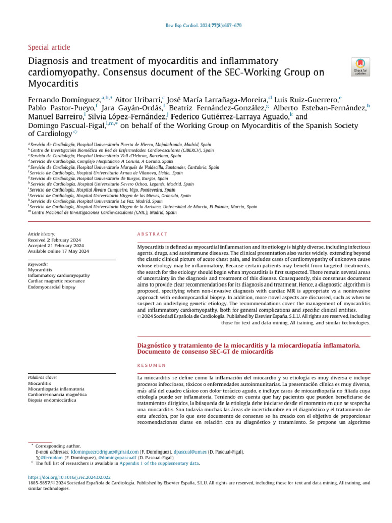 Myocarditis Diagnosis and Treatment Guide | PDF | Clinical Medicine ...