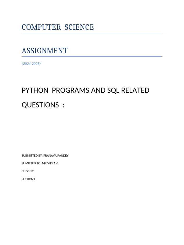 cs assignment file | PDF | String (Computer Science) | Sql