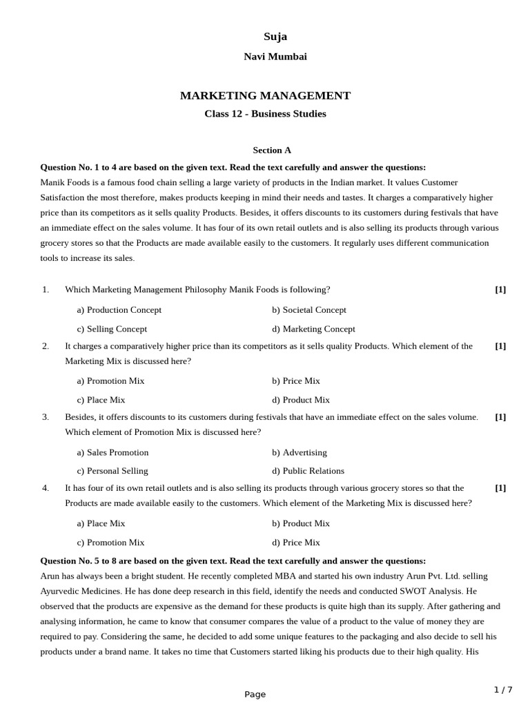 12th Marketing (First Half) | PDF | Marketing | Retail