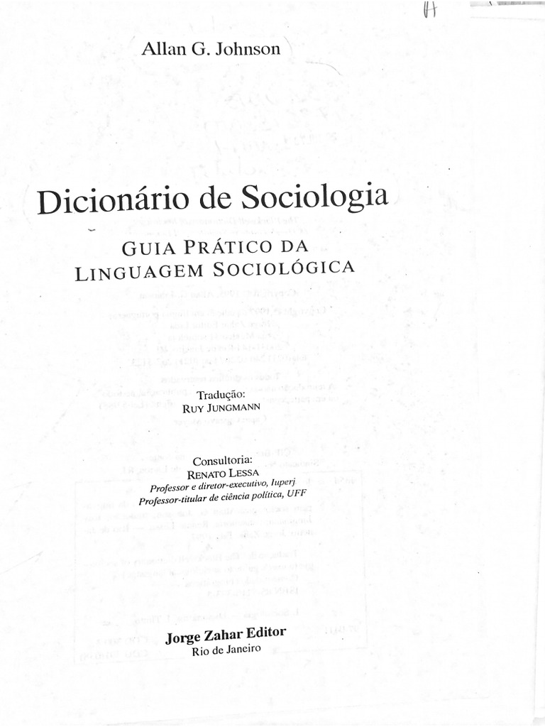 JOHNSON Allan G Dicionario de Sociologia Guia Pratico Da Linguagem Sociologica | PDF