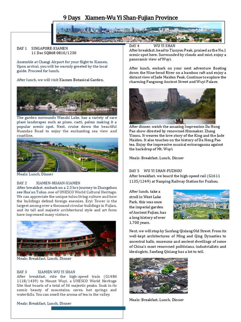 9 Days Xiamen anf Fujian Province | PDF | Laozi | Shaolin Monastery