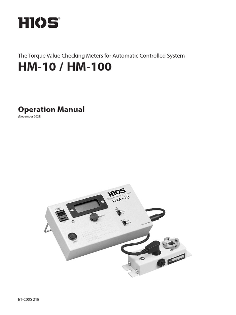 HIOS HM-100 Torque Meter User Manual | PDF | Screw | Electrical Connector