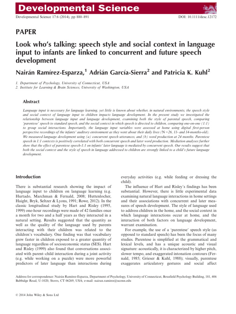Parentese and Infant Language Growth | PDF | Language Development | Speech
