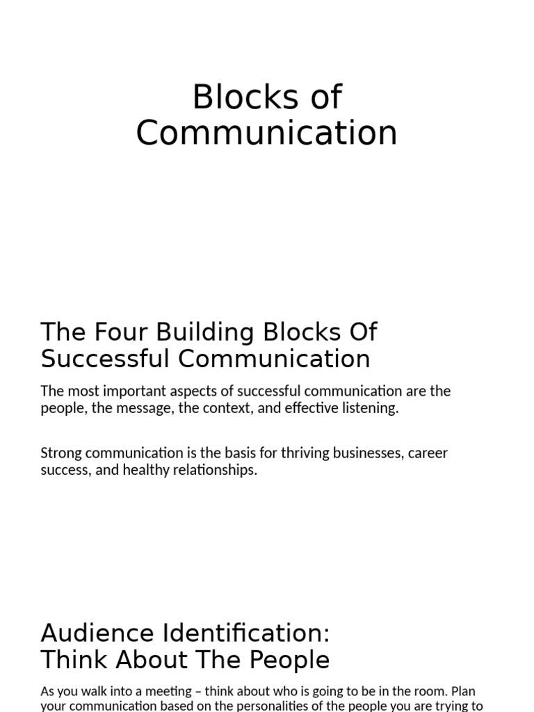 Blocks of Communication | PDF | Communication | Psychological Concepts