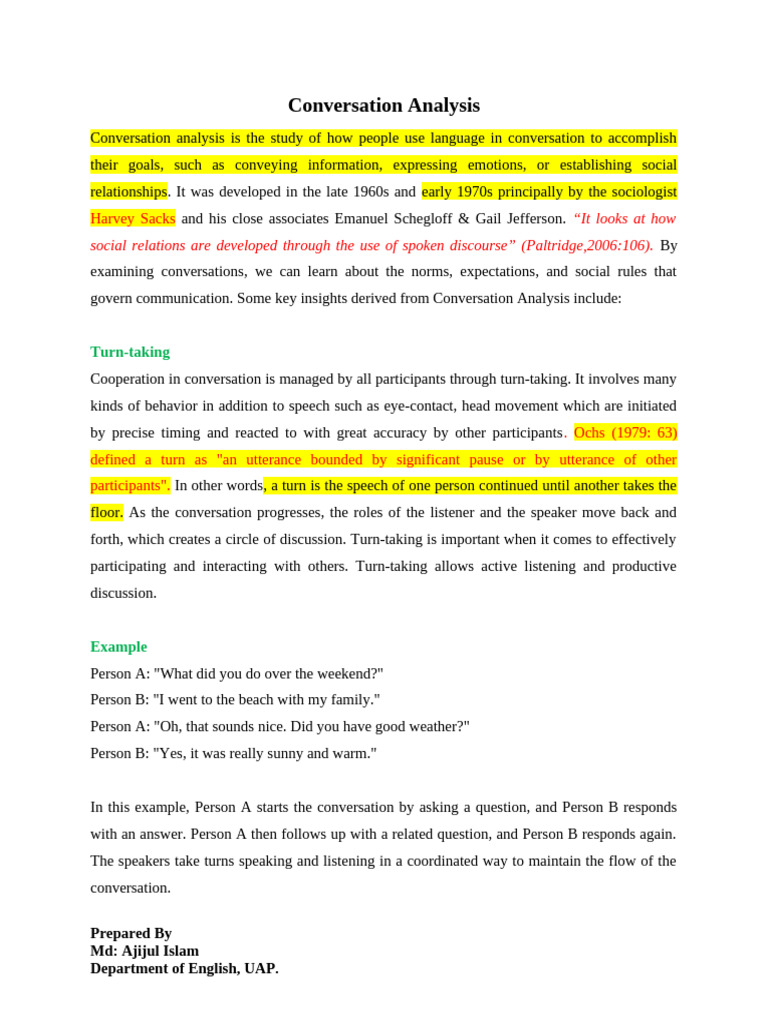 4.0-Conversation Analysis. | PDF | Conversation | Linguistics