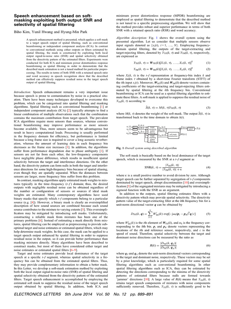 Speech Enhancement Based On Soft Masking Exploiting Both Output Snr And
