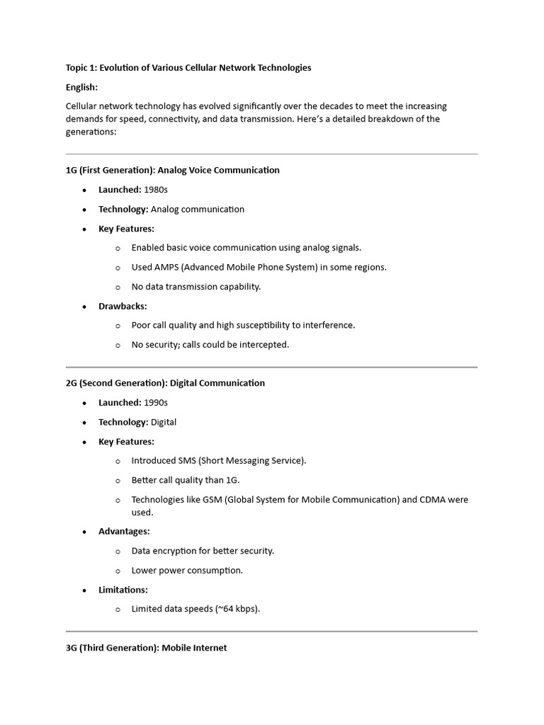 Topic 1 | PDF | 4 G | Cellular Network