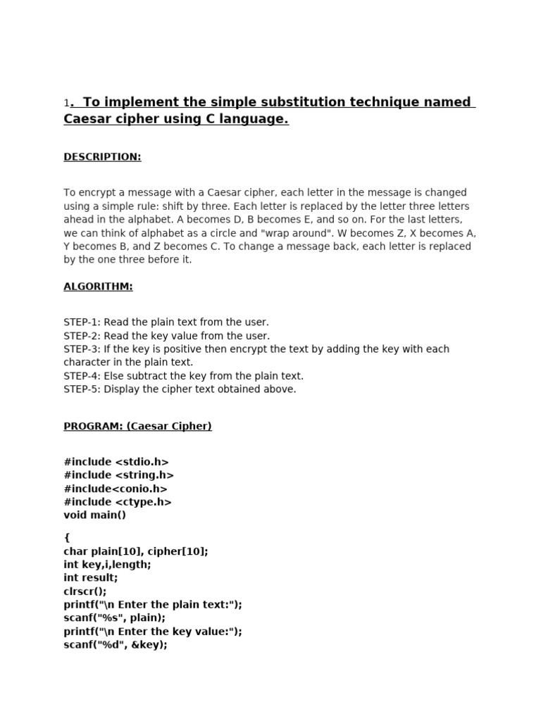 C Language Cryptography Programs | PDF | Cipher | Encryption