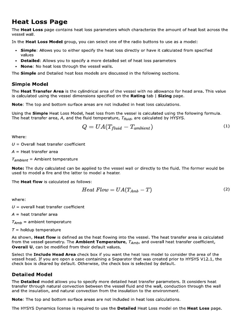 Anexo2 - Hysys Separator Heat Loss Page | PDF