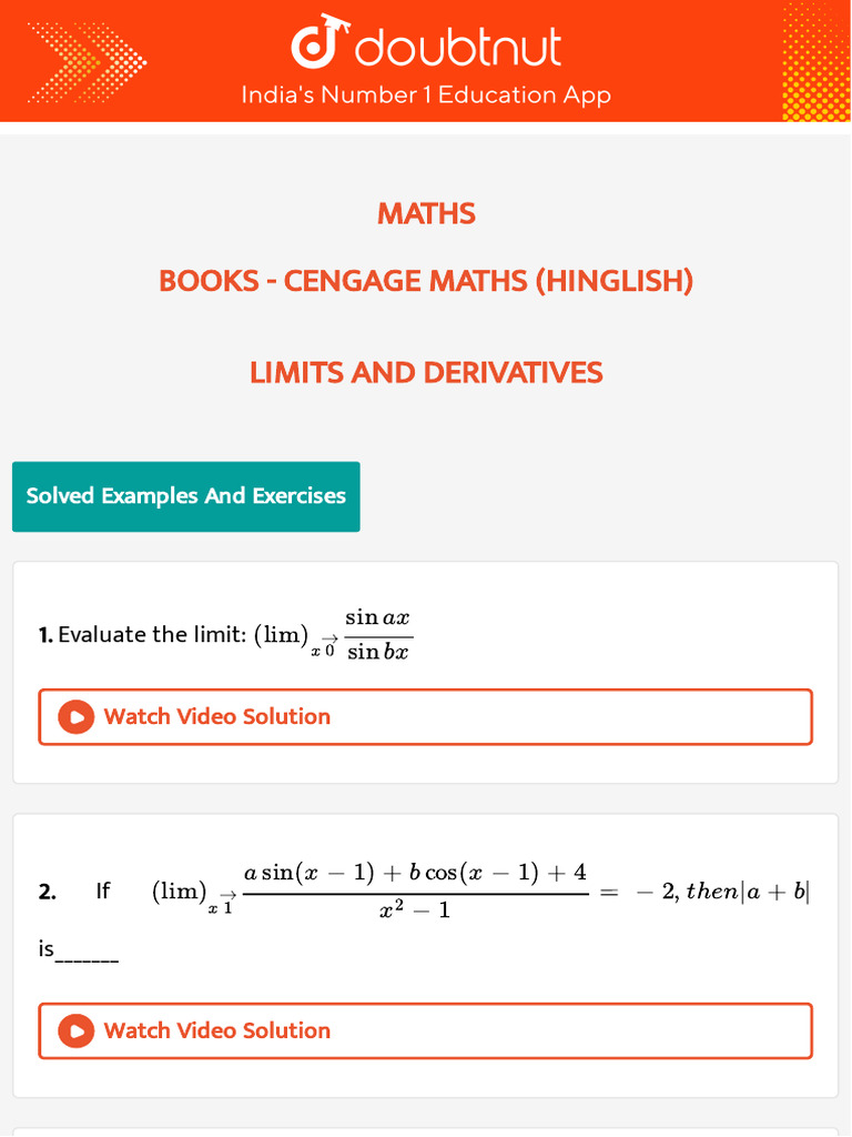 Cengage Class 10 Maths Limits Guide | PDF | Mathematical Analysis ...