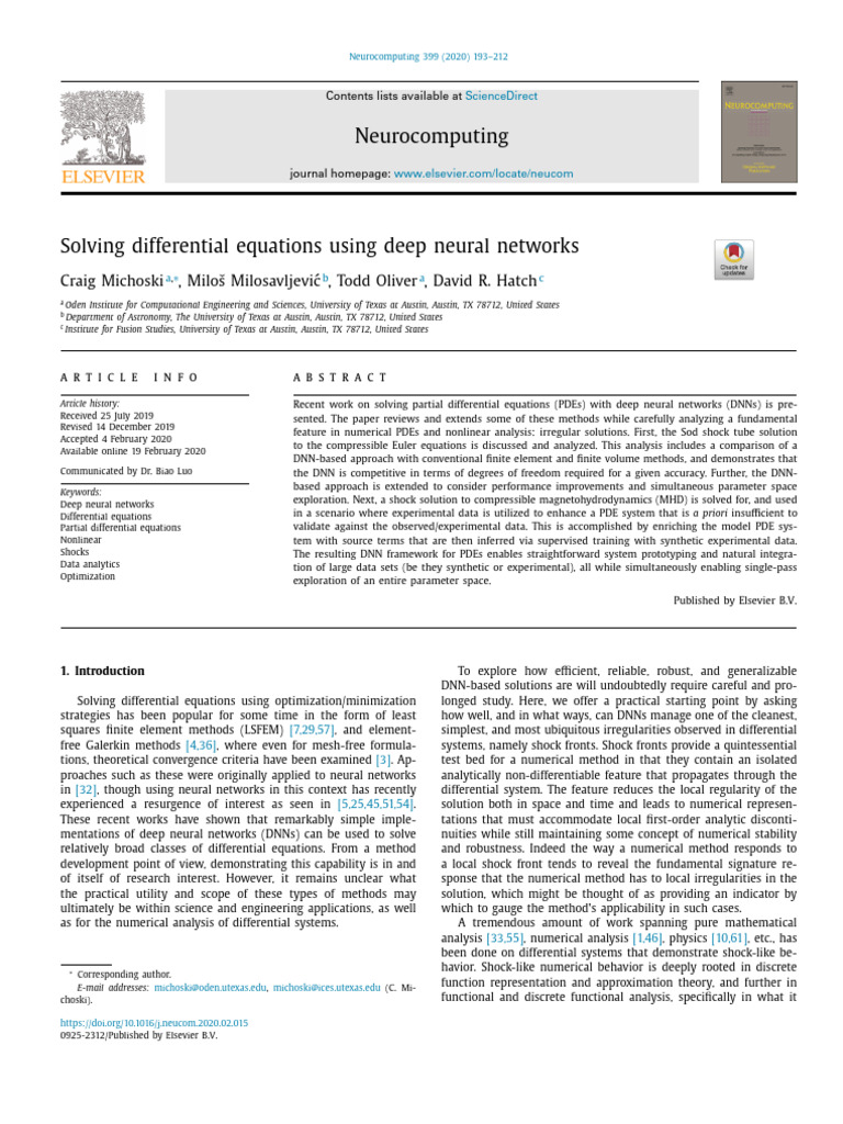 Neurocomputing: Craig Michoski, Miloš Milosavljevi C, Todd Oliver, David R. Hatch | PDF ...