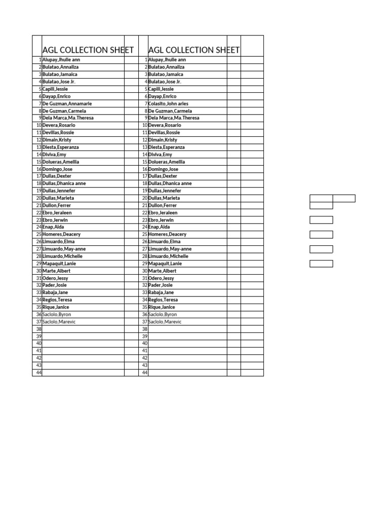 Agl Collection Sheet | PDF