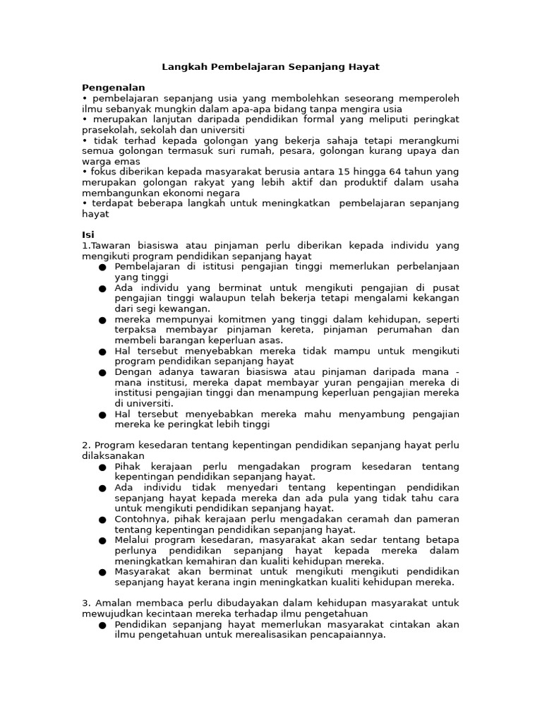 Langkah Pembelajaran Sepanjang Hayat | PDF