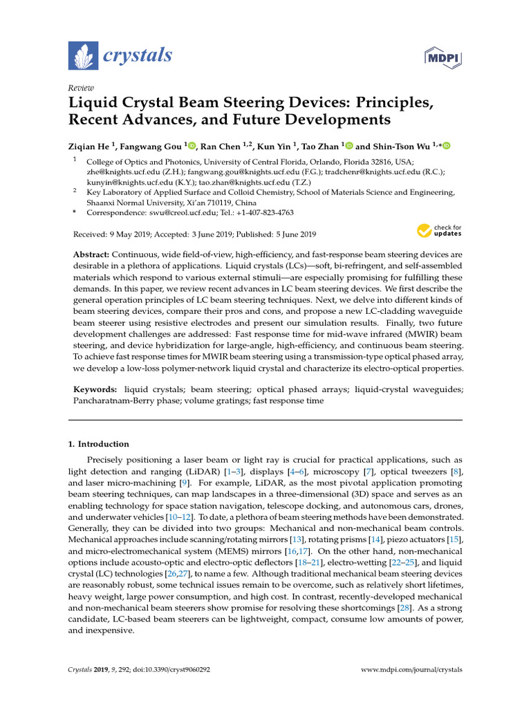 Liquid Crystal Beam Steering Devices Principles Re | PDF | Diffraction ...