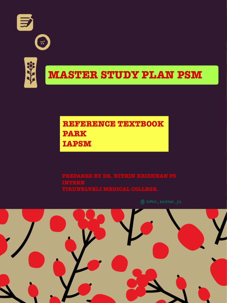 MASTER STUDY PLAN PSM | PDF | Epidemiology | Infection