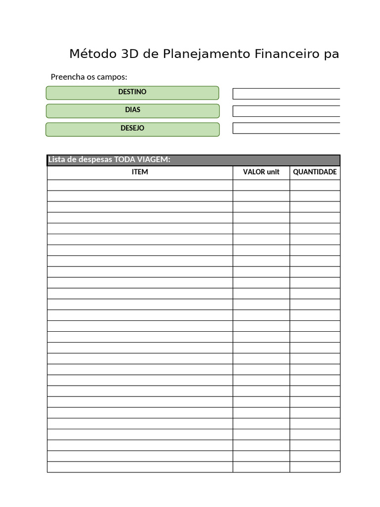 PLANILHA-VIAGEM-3D | PDF