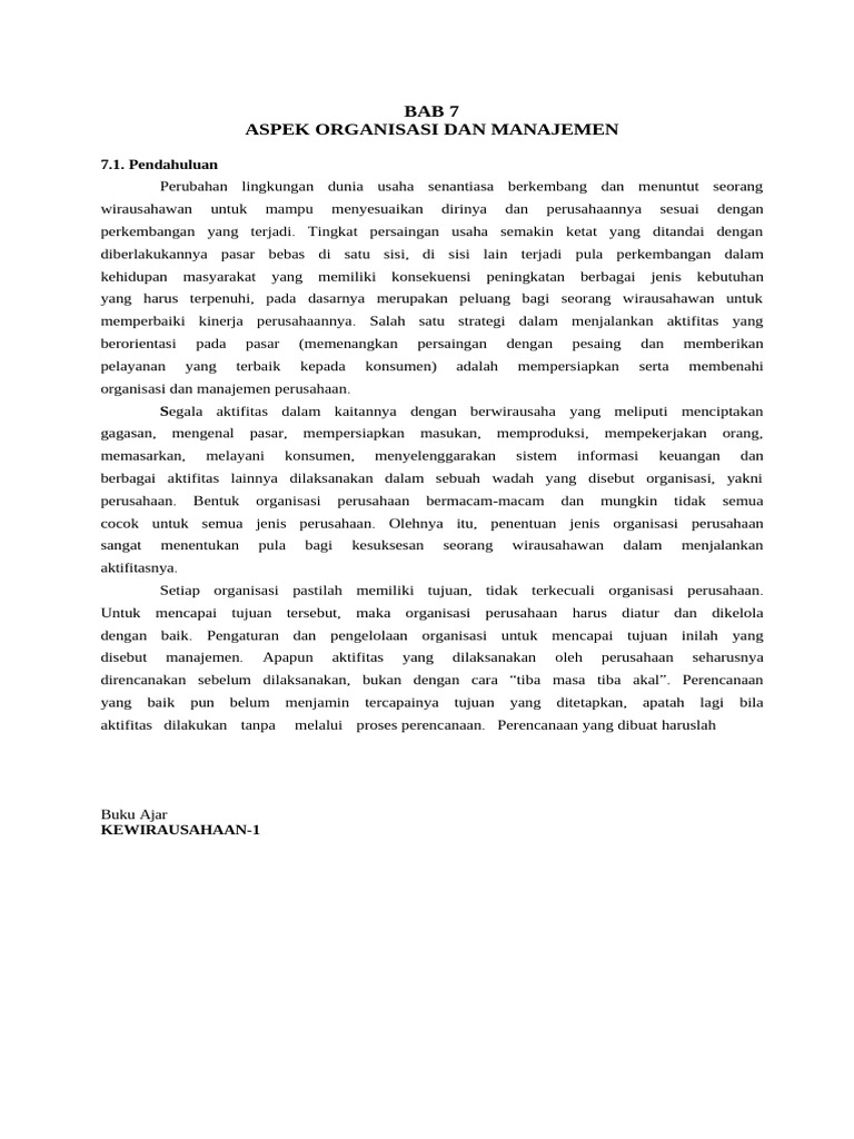 Aspek Organisasi Dan Manajemen | PDF