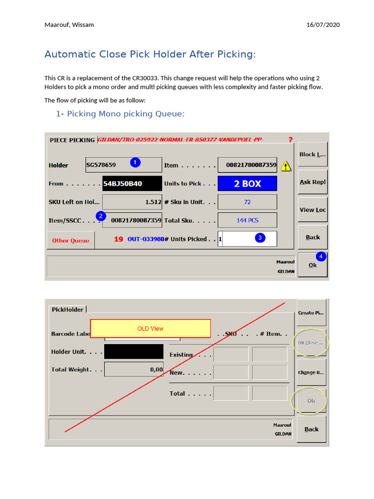 Automatic Close Pick Holder After Picking | PDF