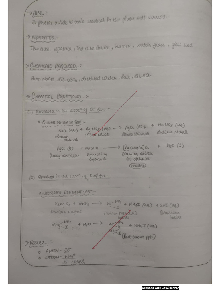Chemistry Practical (All Salt Analysis) .. | PDF