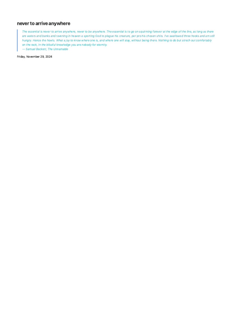 Never To Arrive Anywhere | PDF