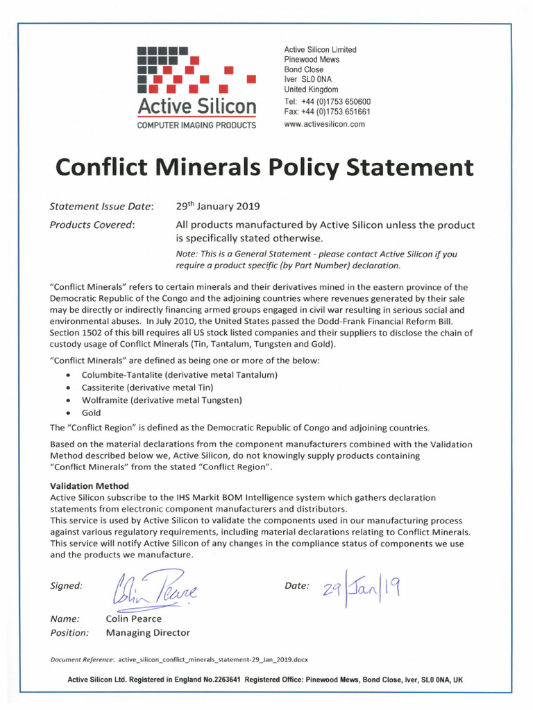 Conflict Mineral Policy Statement | PDF