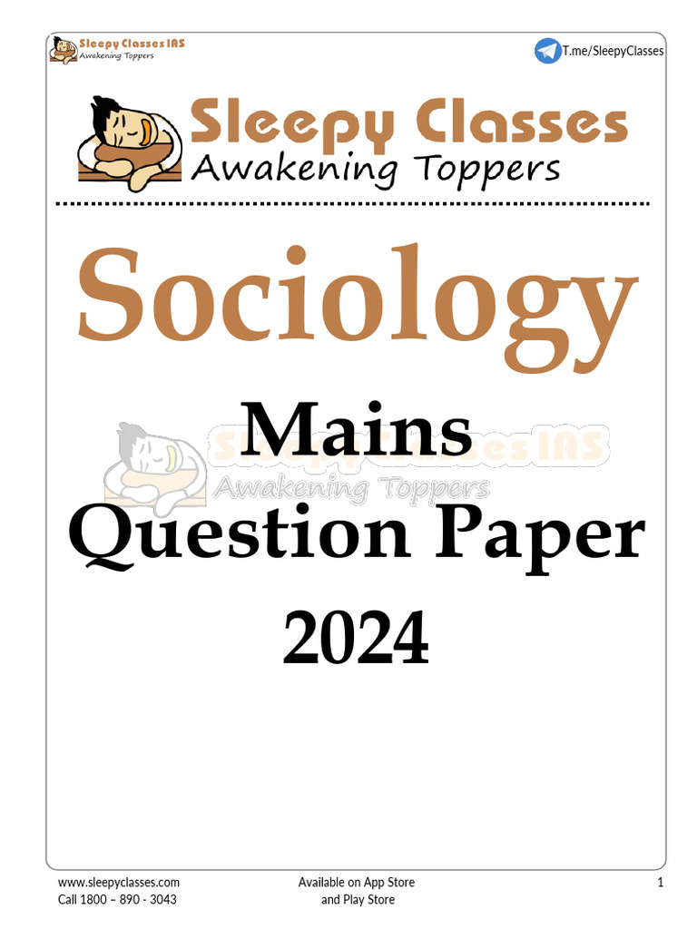 Sociology-Mains-2024-Paper-1 | PDF | Sociology | Max Weber