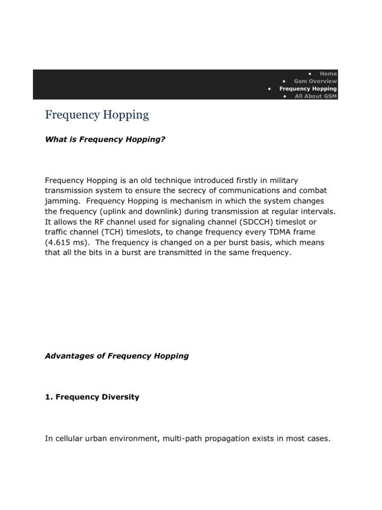 Frequency Hopping in GSM Systems | PDF | Electromagnetic Interference ...