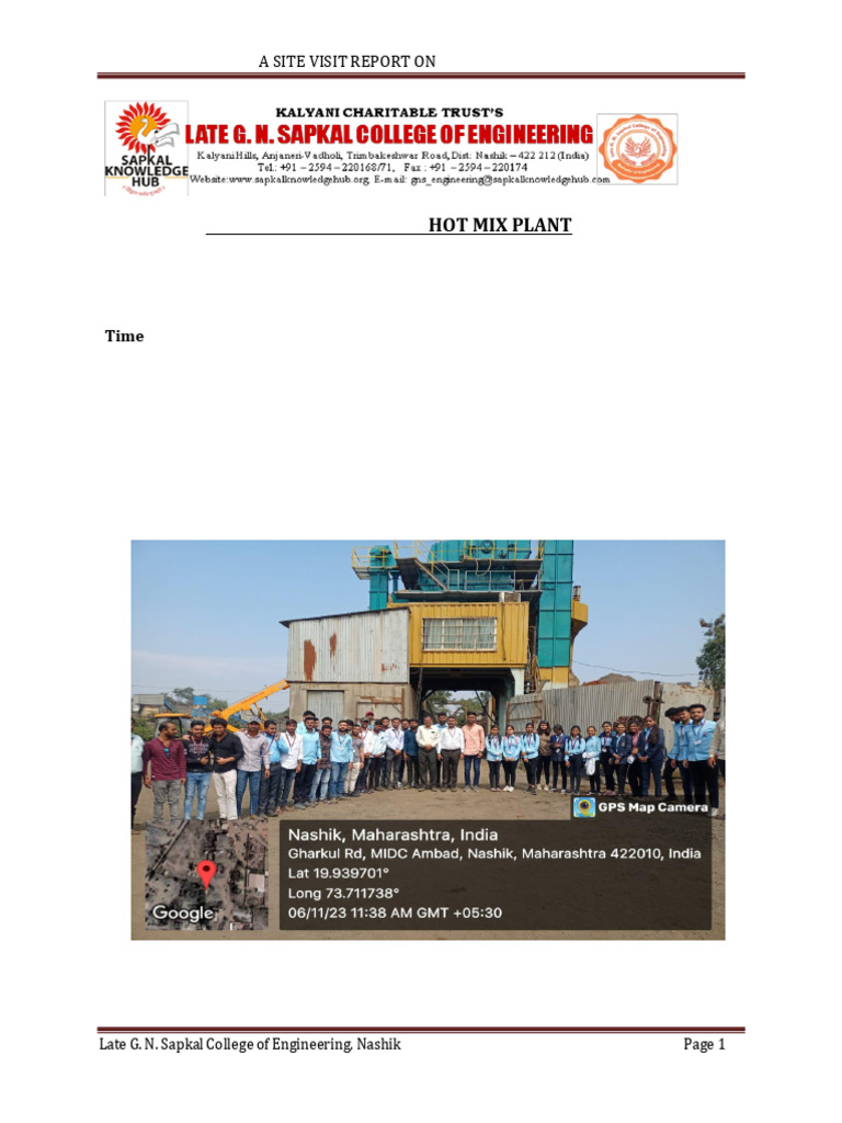 Visit To Hot Mix Plant Pawar Patkar Construction Nashik | PDF | Materials