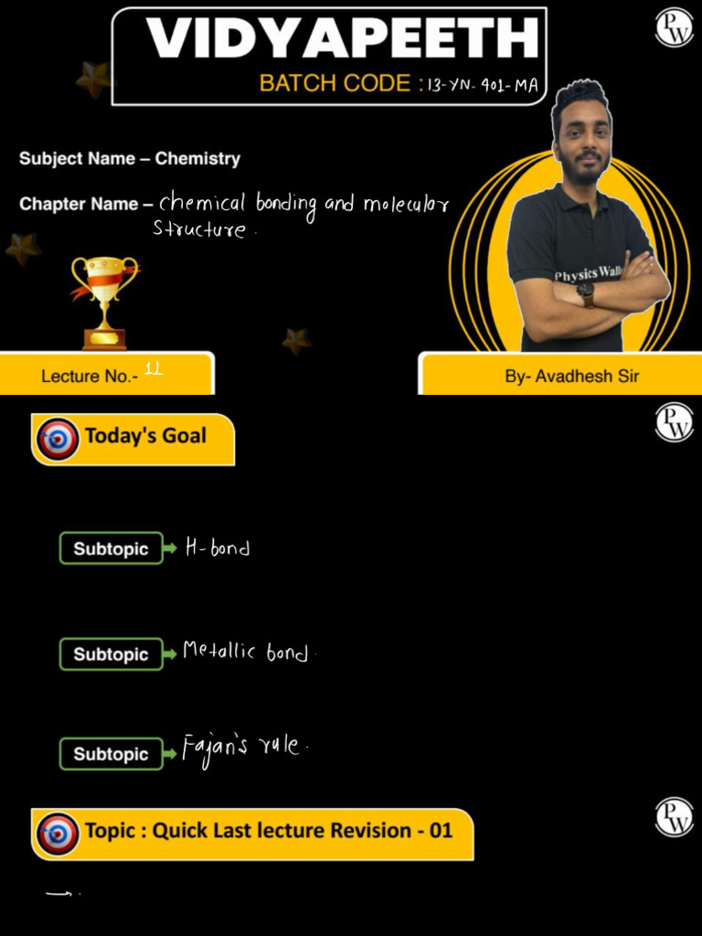 Chemical Bonding and Molecular Structure - 11 - Class Notes - 13 ...