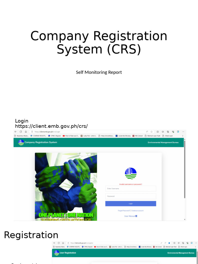Company Registration System (CRS) | PDF | Economy And The Environment | Environment