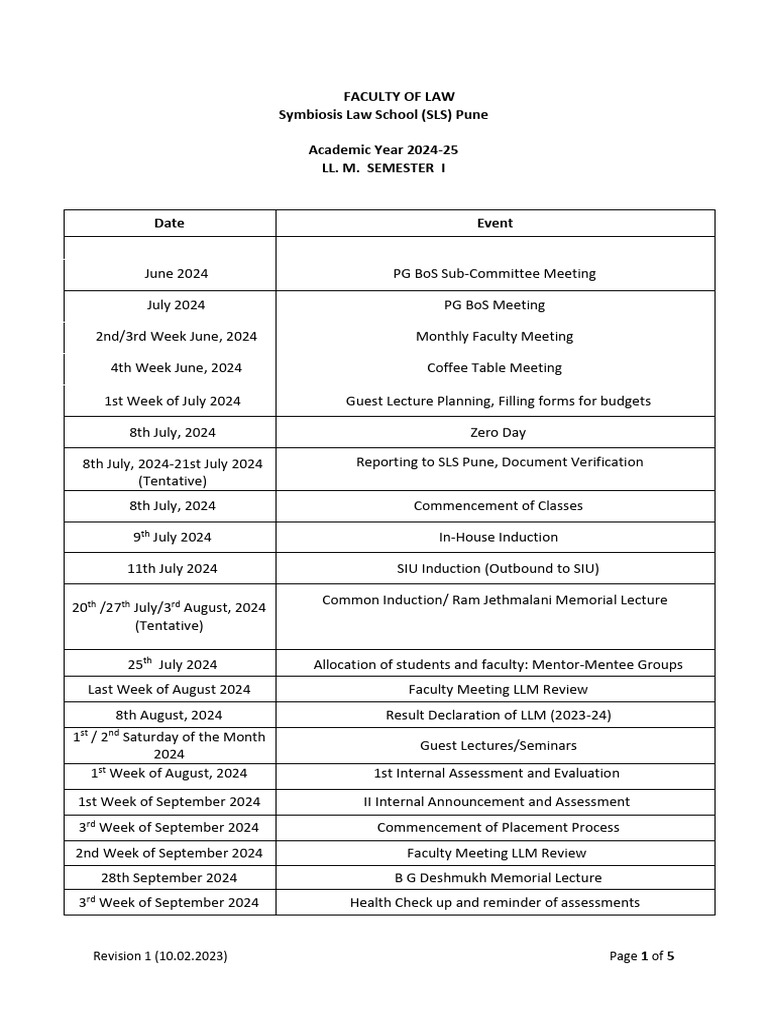 Academic Calender LLM AY 2024 25 | PDF | Thesis | Academic Term