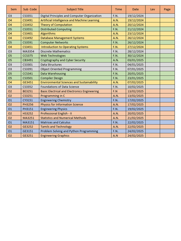 Hemanth Time Table | PDF
