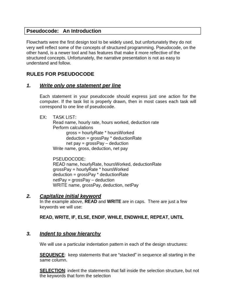 PseudocodeBasics | PDF | Control Flow | Computer Program
