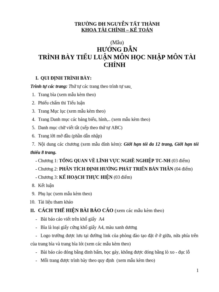 Huong Dan Bai Tieu Luan Final 28112021 | PDF