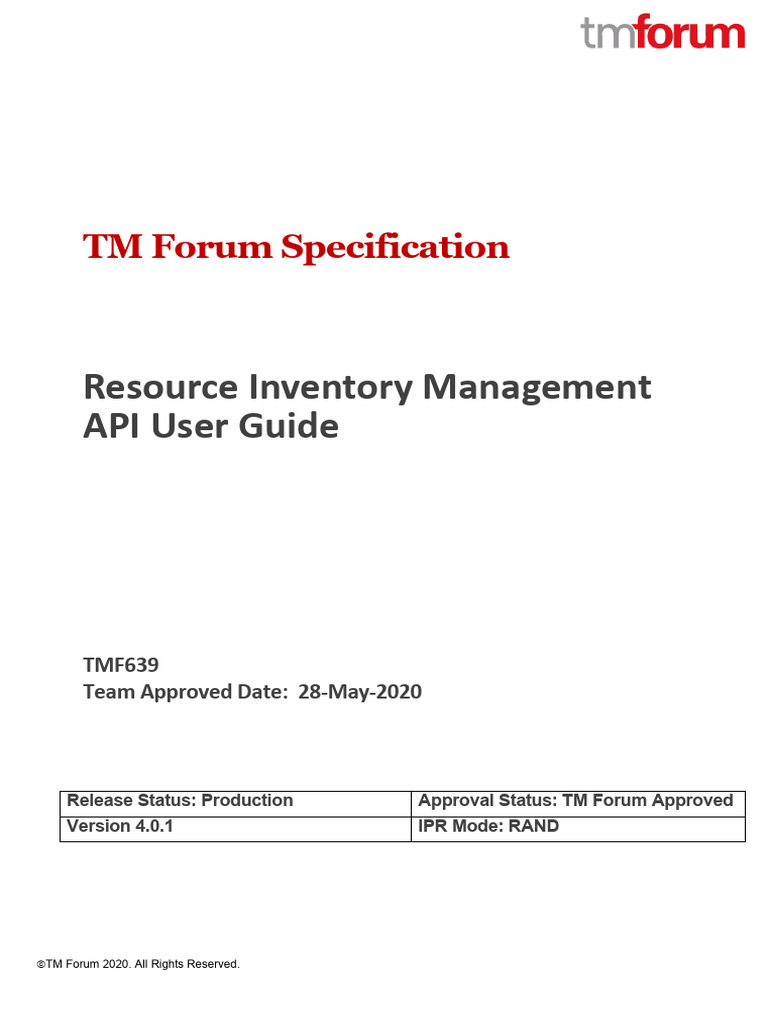 TMF639 Resource Inventory Management API v4.0.0 Specification | PDF ...