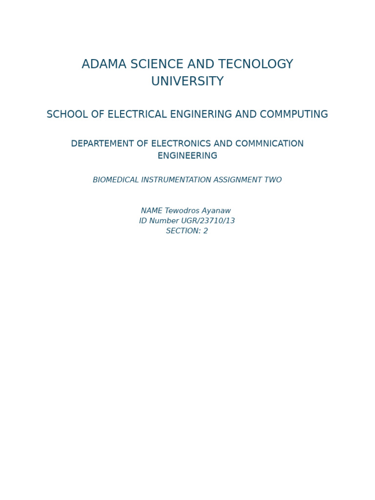 Adama Science and Tecnology University | PDF | Electroencephalography | Electromagnetic Interference
