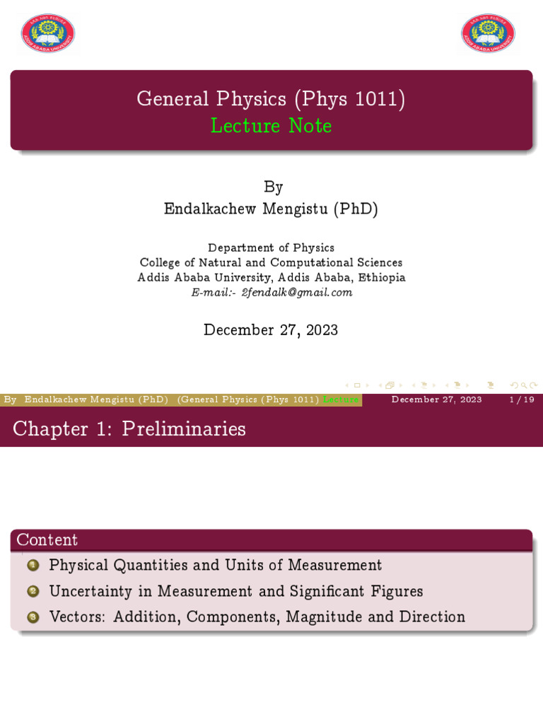 General Physics Chap 1 by DrEndalk | PDF | Acceleration | Measurement