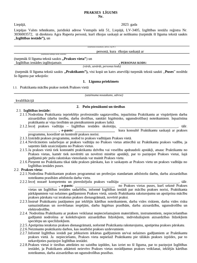 Prakses Ligums - 2023-Jauns | PDF