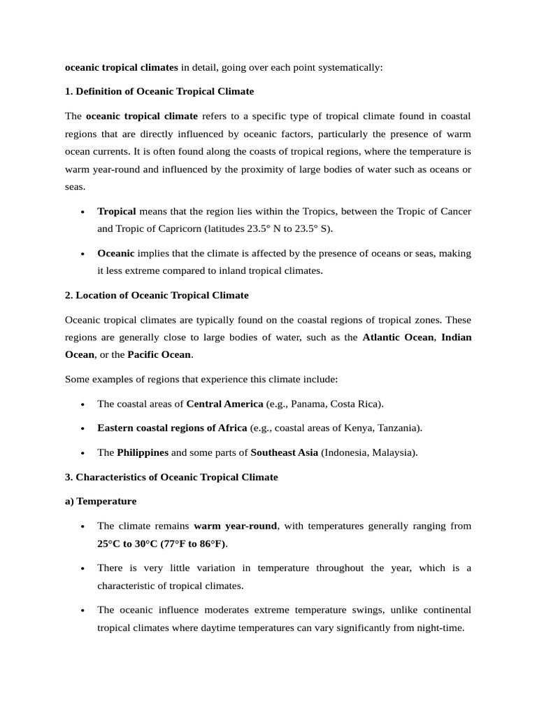 Oceanic Tropical Climates | PDF | Oceanic Climate | Tropics