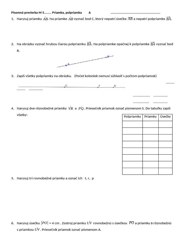 Písomná Previerka Z Matematiky 5 | PDF