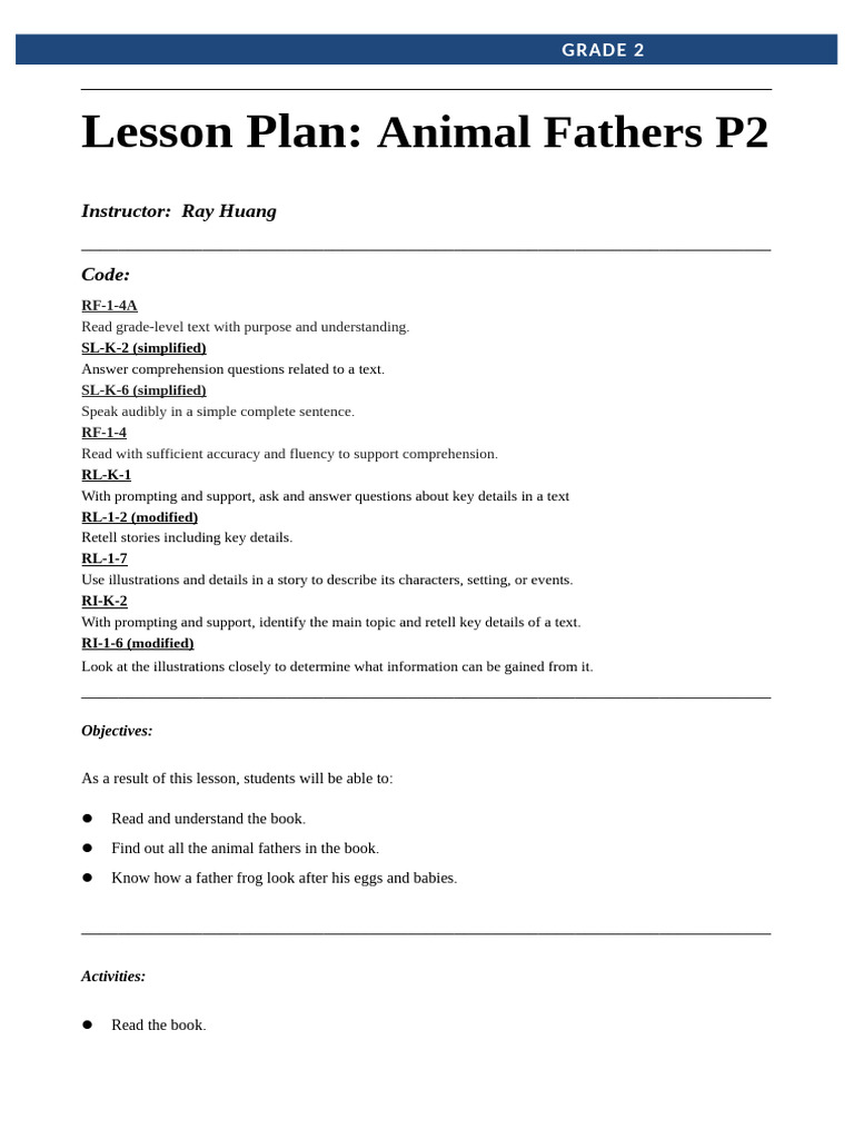 Animal Fathers P2 | PDF | Reading Comprehension | Behavior Modification