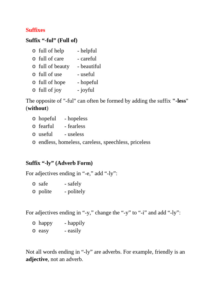 O o o o o O: Suffix "-Ful" (Full Of) | PDF