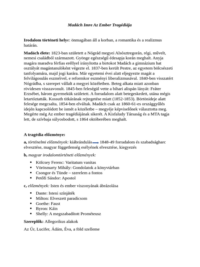 Madách Imre Az Ember Tragédiája | PDF