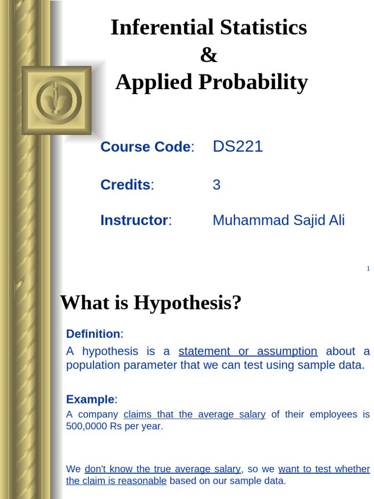 Lecture 39 Hypothesis Testing Pdf Type I And Type Ii Errors Statistical Hypothesis Testing