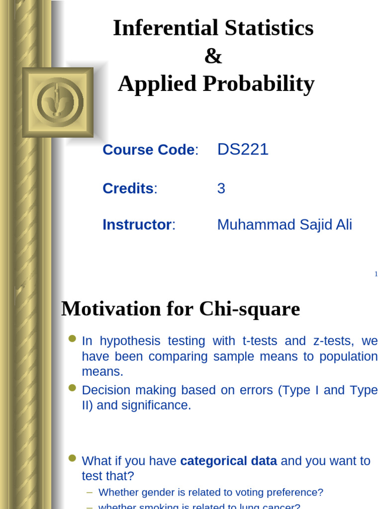 Lecture 41 Hypothesis Testing Chi Square Pdf Chi Squared Test Chi Squared Distribution