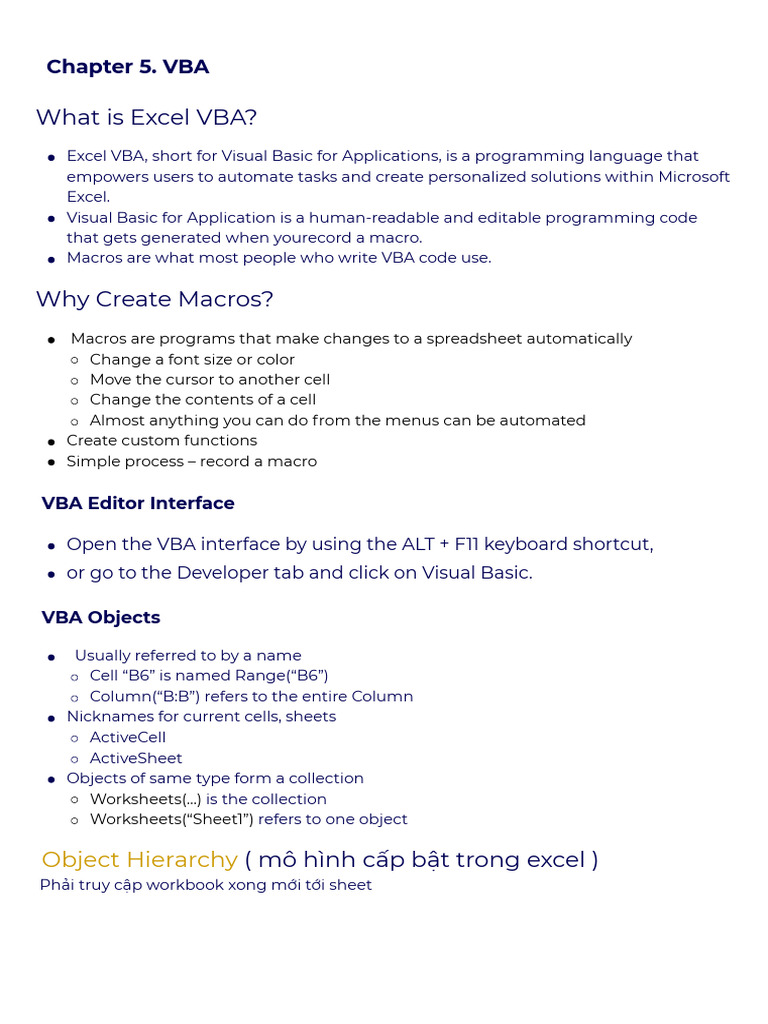 Chapter 5. VBA (1) | PDF | Microsoft Excel | Visual Basic For Applications
