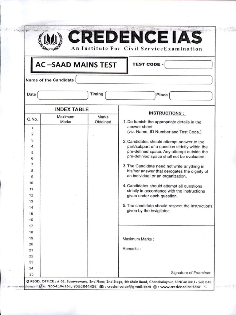 Ac Saad Test 651 Booklet-1 | PDF | Cost | Economies